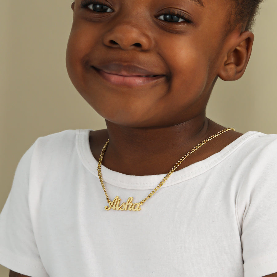 Kids Custom Name Necklace w/ Cuban Chain | DORADO