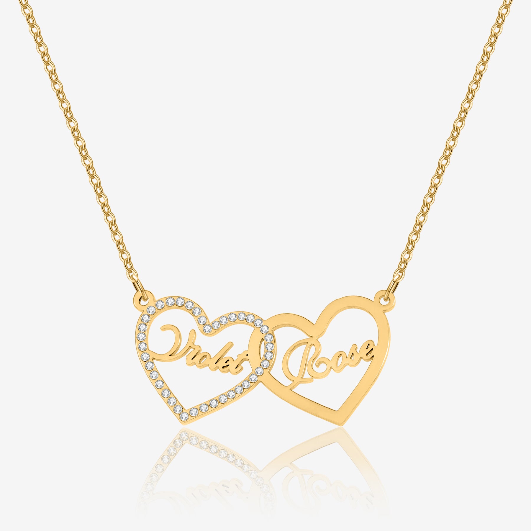 Iced Heart Double Name Necklace | DORADO